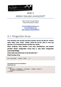 Bab 4. Penggunaan Array Dan Method Dalam Array - Repository